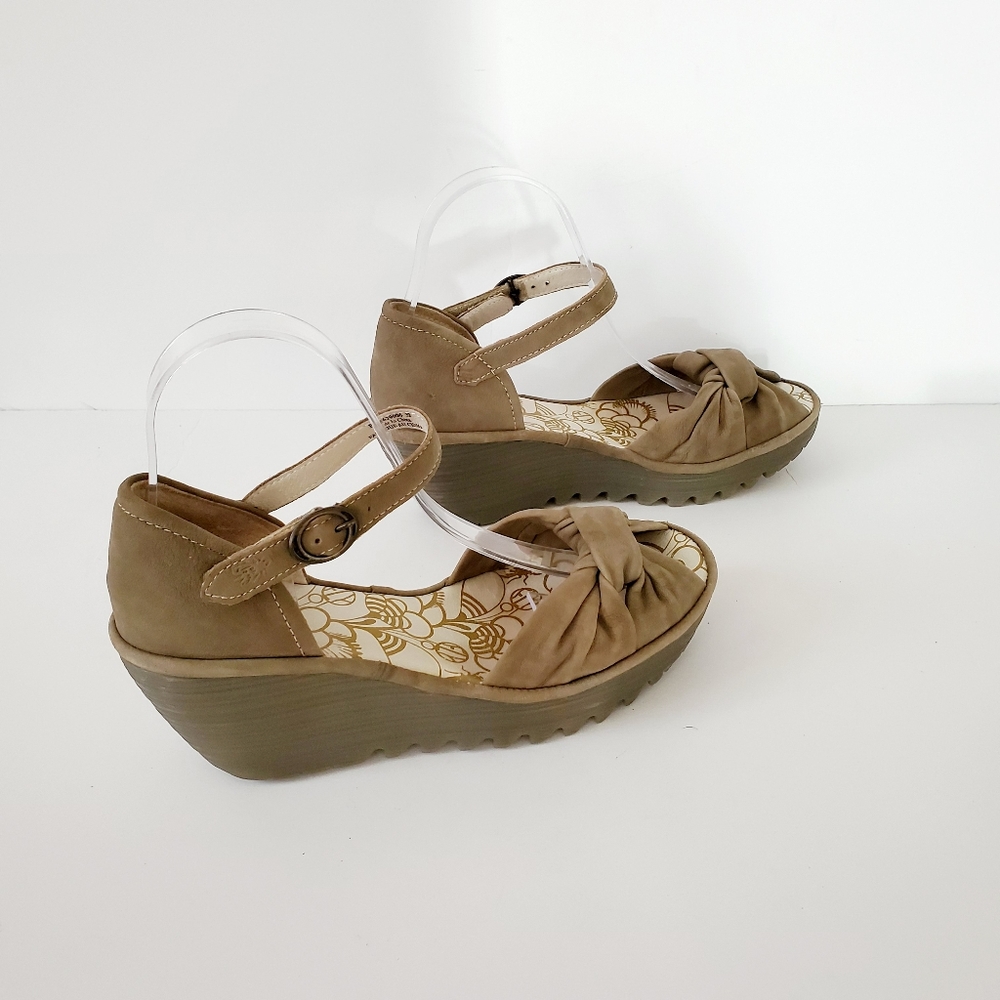 Fly London Yoel Peeptoe Wedge Ballerina Sandals - Gem